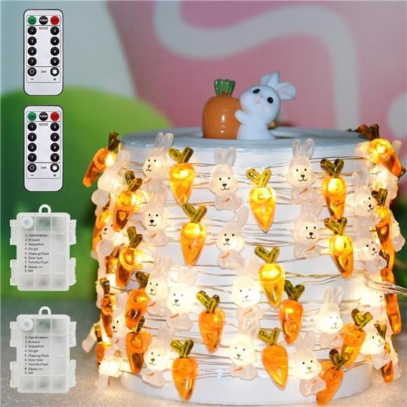 Holiday | 10 Led Easter Lights Battery Operated Mini Bunny Carrot Easter Fairy Lights | Poshmark